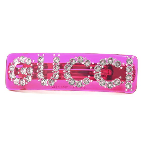 Gucci | Accessories | Gucci Logo Rhinestone Crystal Barrette Hair Clip ...